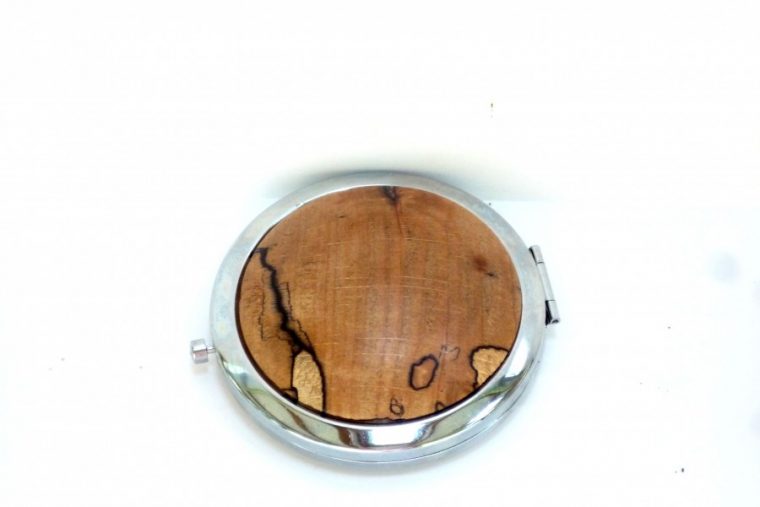 Compact Mirrors with Decorative Wooden Tops - Tommy Woodpecker Woodworks