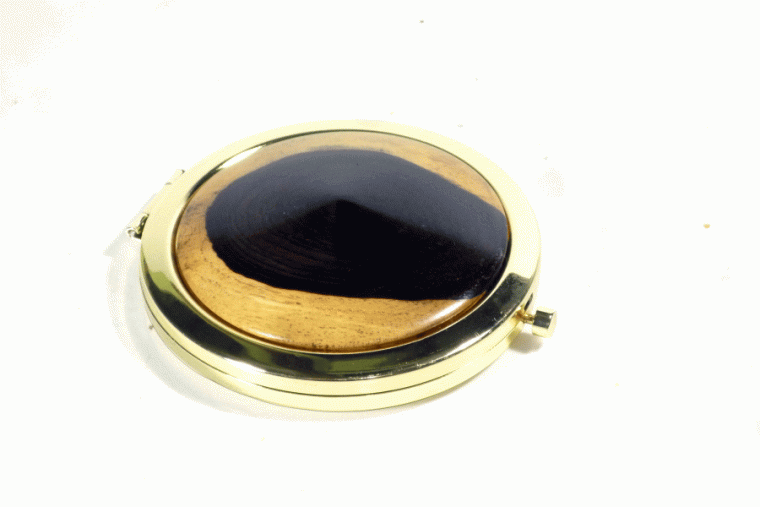 Compact Mirrors with Decorative Wooden Tops - Tommy Woodpecker Woodworks